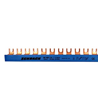 Sabirnica za N,plava, sa viljuškama, 10 mm²/17,8mm/1m
Forked busbar, TE= 17.8mm, 1-pole(N), break-out and can be combined with BS990113, shortenable on both sides