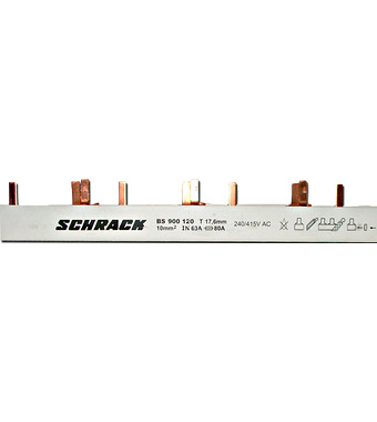 Sabirnica 3-polna, jezičasta 63A/10mm²/18mm, dužine 1m
Pinbusbar, 3-pole, not possible to break off, shortenable on both sides