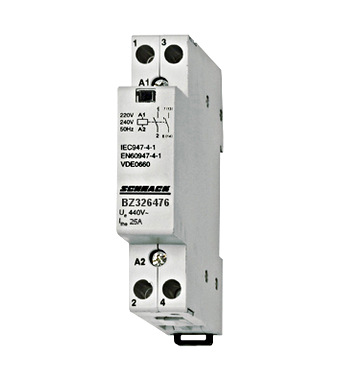 Instalacioni kontaktor AC1: 25A/400V, 1NO+1NC, 24VAC
serija BZ, 2-polni, širine 1 modula=17,5 mm tip R25–11 24