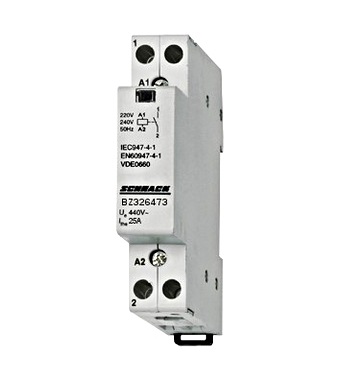 Instalacioni kontaktor AC1: 25A/400V, 1NO, 230VAC
serija BZ, 1-polni, širine 1 modula=17,5 mm tip R25–10 230