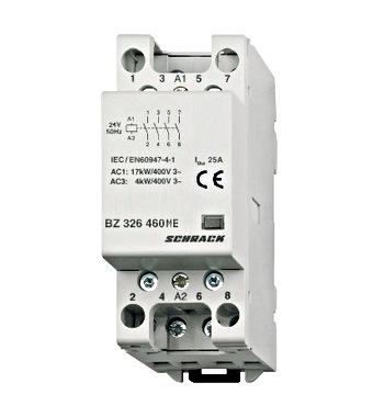 AMPARO-Instalacioni kontaktor AC1: 25A/400V, 4NO 24VAC
serija Amparo, 4-polni, širine 2 modula=35mm
