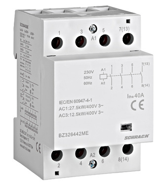 AMPARO-Instalacioni kontaktor AC1: 40A/400V, 4NO, 230VAC
serija Amparo, 4-polni, širine 3 modula=54mm
