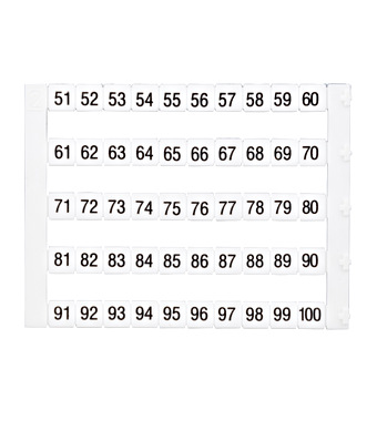 Označna pločica 51-100 (50 brojeva) tip DY5
Kompatibilne sa svim stezaljkama serije IK6