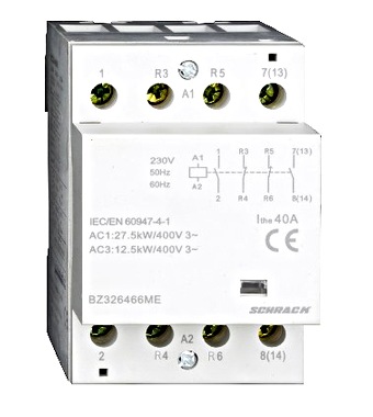 AMPARO-Instalacioni kontaktor AC1: 40A/400V, 2NO+2NC, 230VAC
serija Amparo, 4-polni, širine 3 modula=54mm