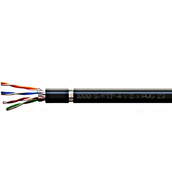 S/FTP kabal cat.7, 4x2xAWG23/1, 1000MHz, PE, spoljni, crni
Kotur 500m