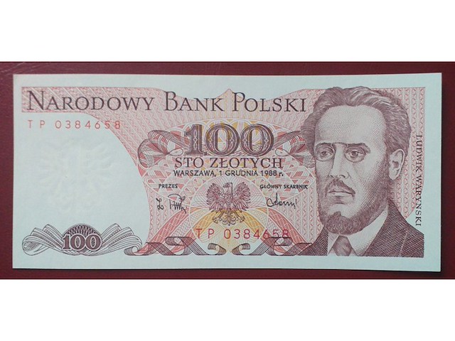 100 ZLOTYCH 1988 UNC