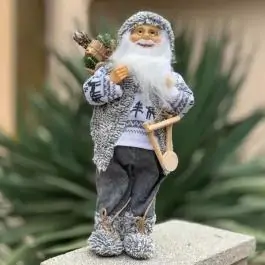 Deda Mraz Sven sa vrećom sa poklonima sivi 45 cm