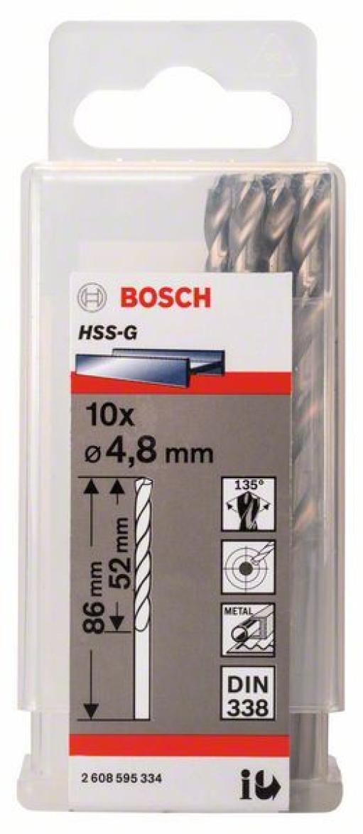 Burgija za metal HSS-G, DIN 338 Bosch 2608595334, 4,8 x 52 x 83 mm, 1 komad