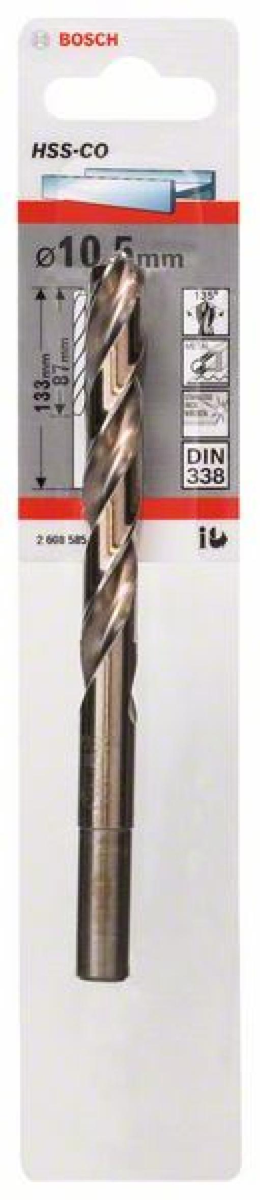 Burgija za metal HSS-Co, DIN 338 Bosch 2608585866, 10,5 x 87 x 133 mm