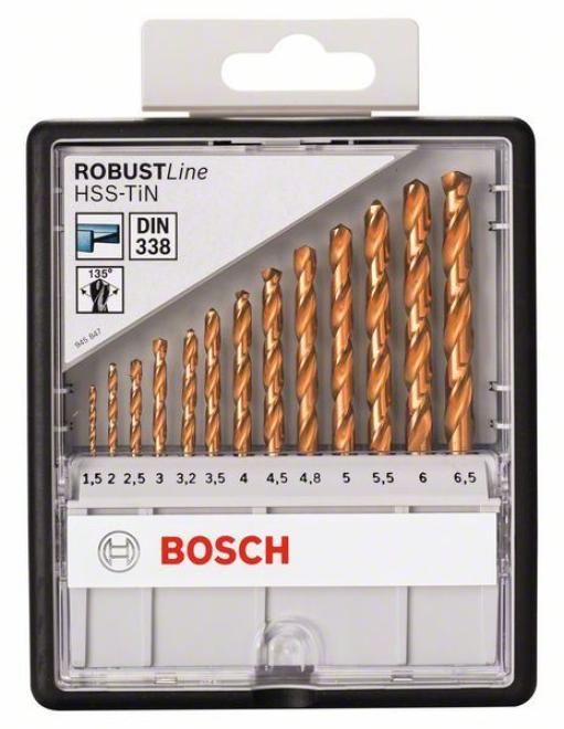 13-delni Robust Line set burgija za metal HSS-TiN, 135° Bosch 2607010539, 1,5; 2; 2,5; 3; 3,2; 3,5; 4; 4,5; 4,8; 5; 5,5; 6; 6,5 mm, 135°