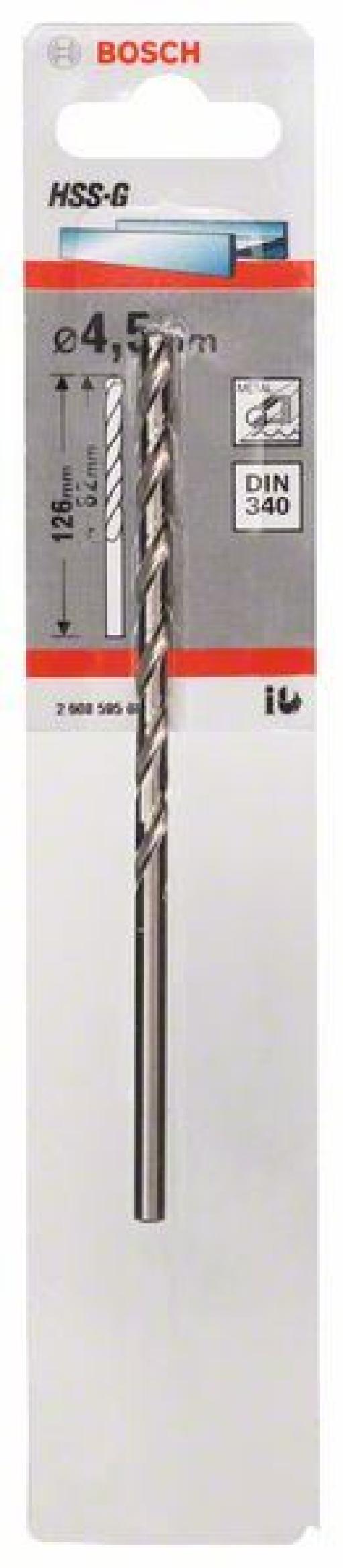 Burgija za metal HSS-G, DIN 340 Bosch 2608595681, 4,5 x 82 x 126 mm