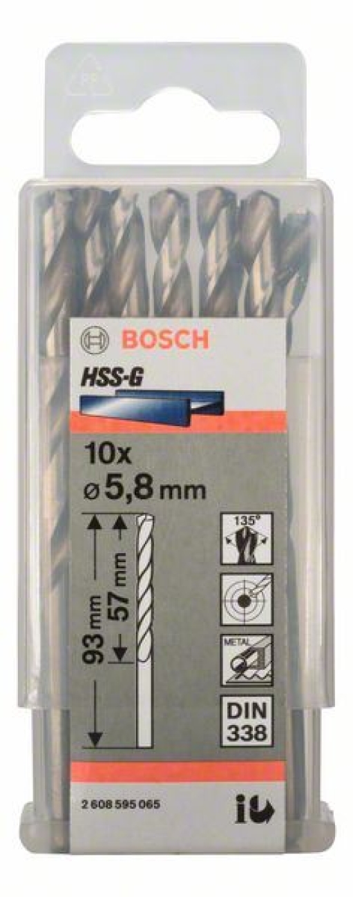 Burgija za metal HSS-G, DIN 338 Bosch 2608595065, 5,8 x 57 x 83 mm, 1 komad