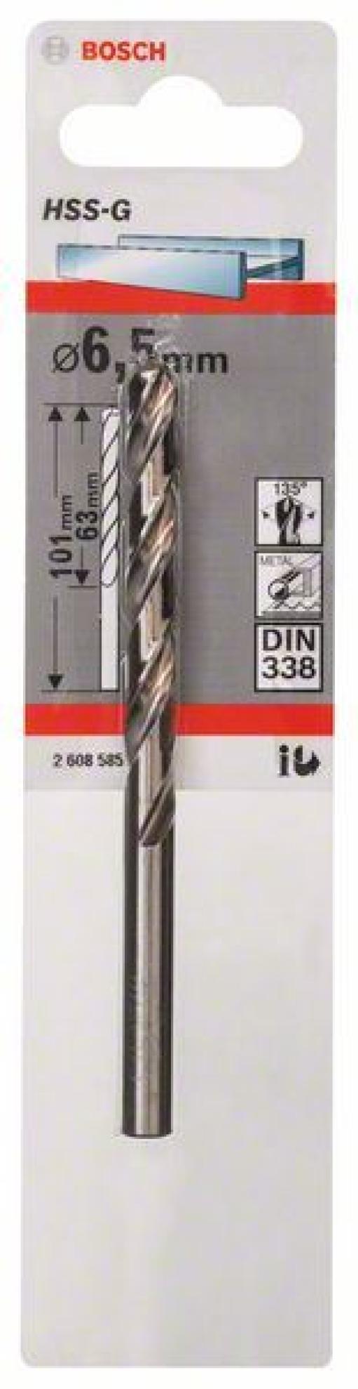 Burgija za metal HSS-G, DIN 338 Bosch 2608585927, 6,5 x 63 x 101 mm