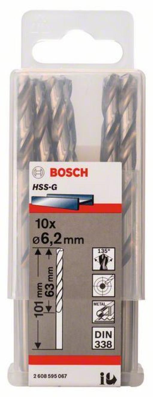 Burgija za metal HSS-G, DIN 338 Bosch 2608595067, 6,2 x 63 x 101 mm