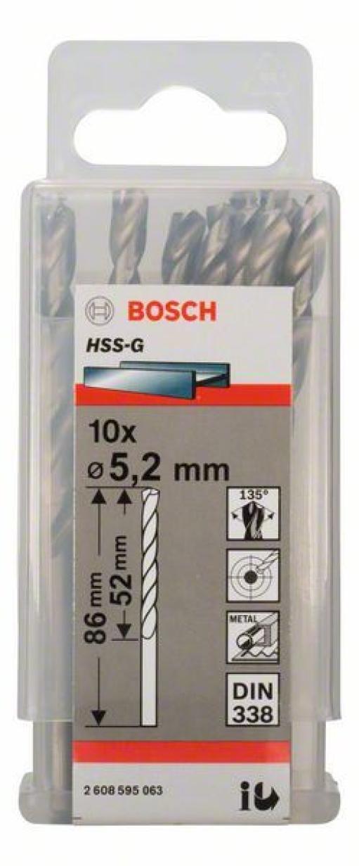 Burgija za metal HSS-G, DIN 338 Bosch 2608595063, 5,2 x 52 x 86 mm