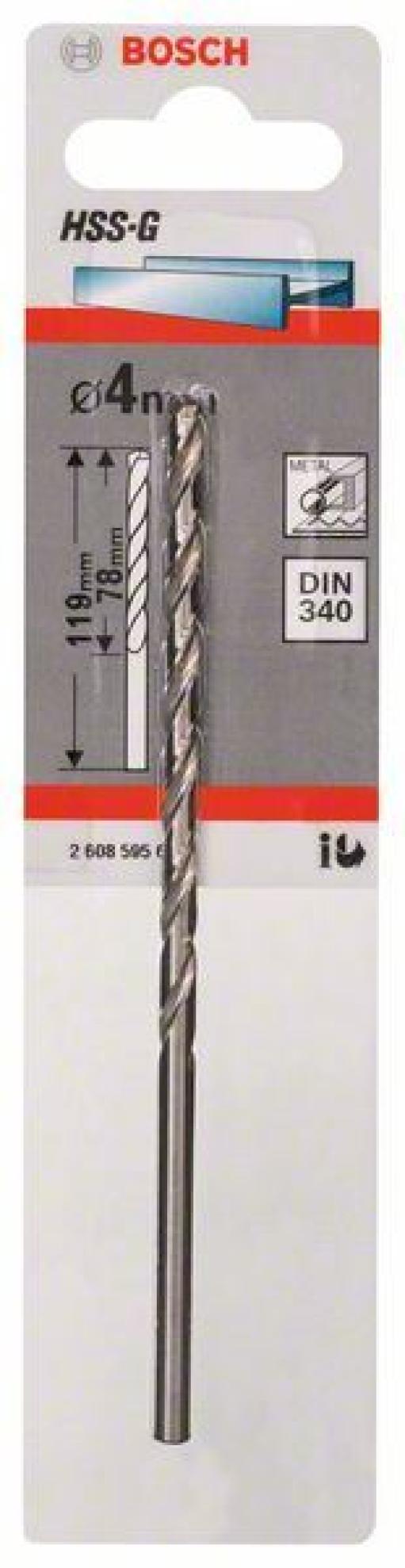 Burgija za metal HSS-G, DIN 340 Bosch 2608595679, 4 x 78 x 119 mm