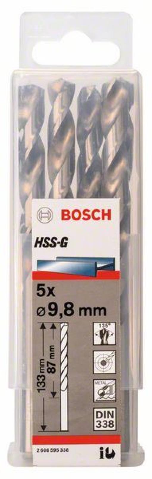 Burgija za metal HSS-G, DIN 338 Bosch 2608595338, 9,8 x 87 x 133 mm