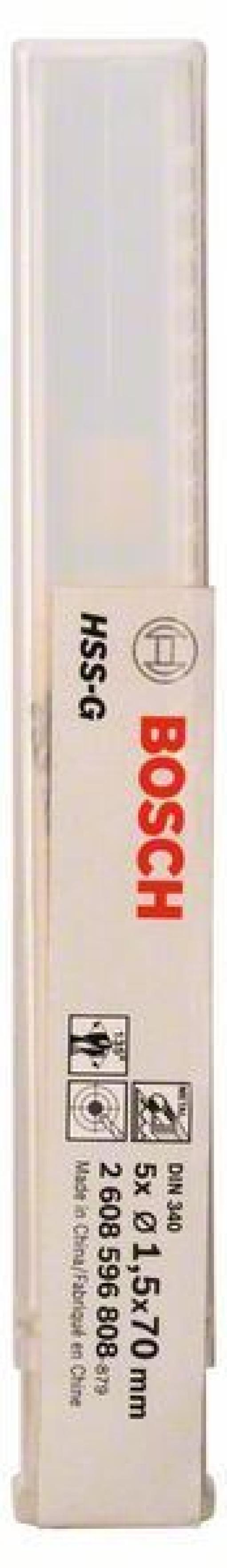 Burgija za metal HSS-G, DIN 340 Bosch 2608596808, 1,5 x 45 x 70 mm