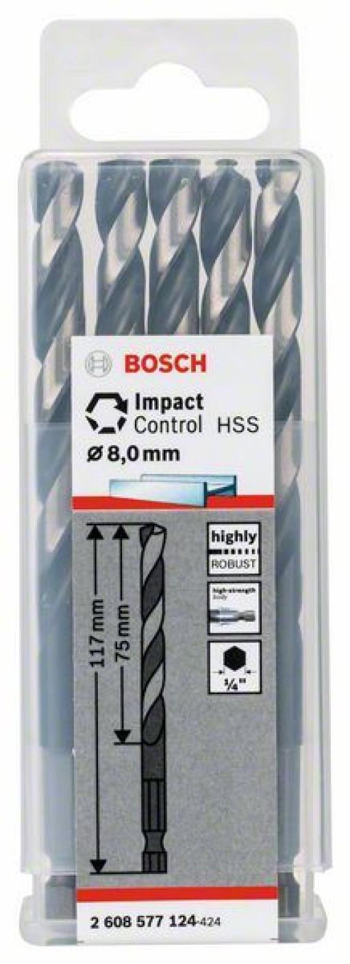 HSS spiralna burgija sa šestostranim prihvatom 8,0mm (5 komada) Bosch 2608577124, 8 x 75 x 117 mm