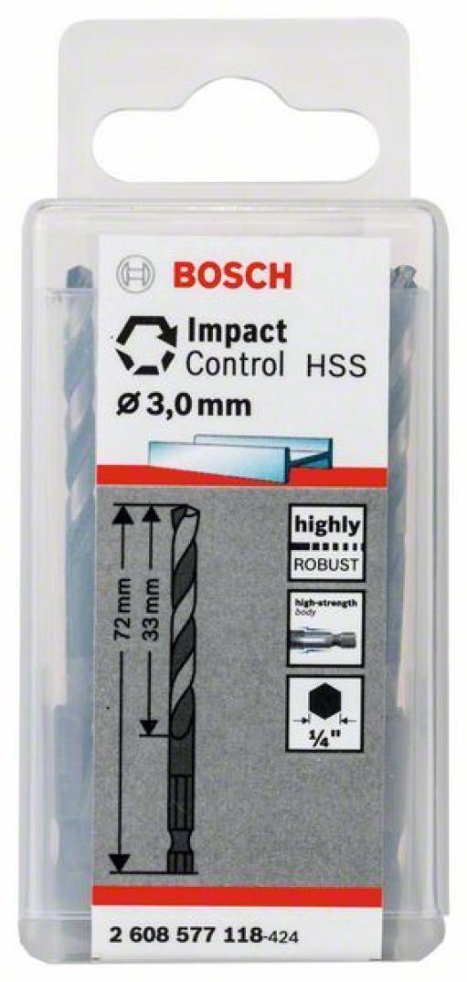 HSS spiralna burgija sa šestostranim prihvatom 3,0mm (10 komada) Bosch 2608577118, 3 x 33 x 72 mm