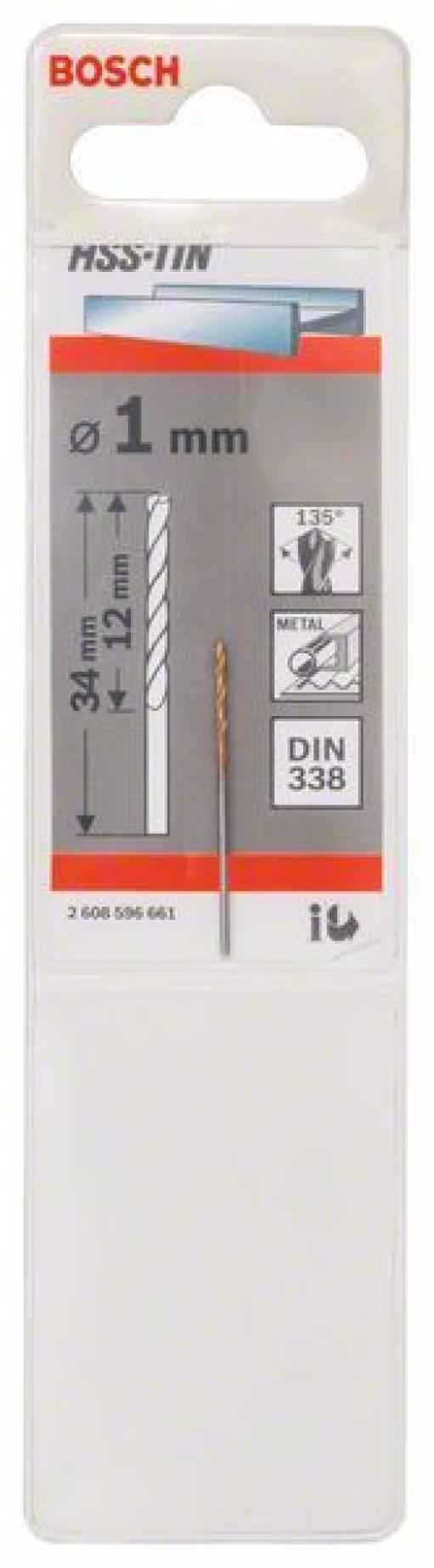 Burgija za metal HSS-TiN, DIN 338 Bosch 2608596661, 1 x 12 x 34 mm