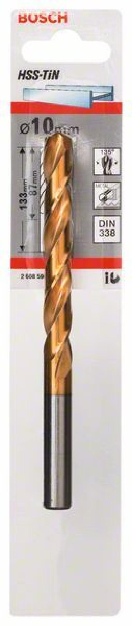 Burgija za metal HSS-TiN, DIN 338 Bosch 2608596751, 10 x 87 x 133 mm
