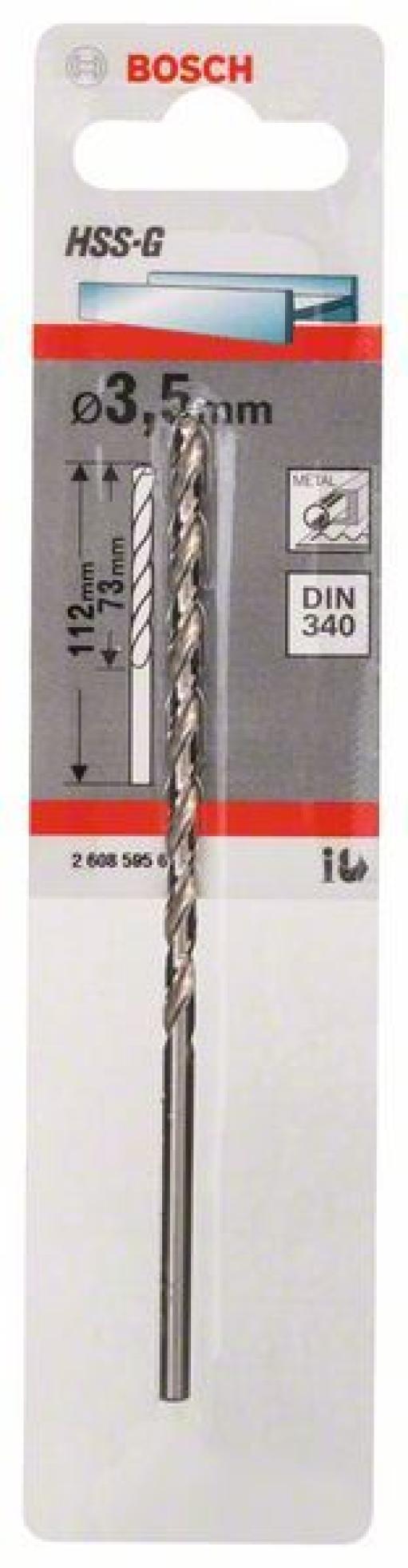 Burgija za metal HSS-G, DIN 340 Bosch 2608595678, 3,5 x 73 x 112 mm