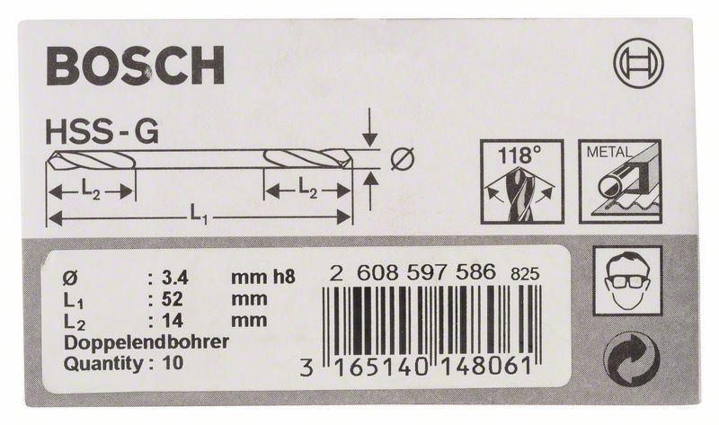Dvostrana burgija Bosch 2608597586, 3,4 x 14 x 52 mm