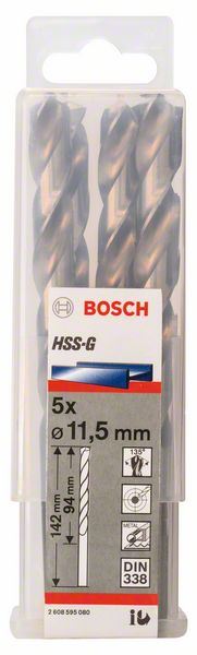 Burgija za metal HSS-G, DIN 338 Bosch 2608595080, 11,5 x 94 x 142 mm, 1 komad