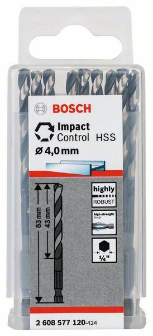HSS spiralna burgija sa šestostranim prihvatom 4,0mm (10 komada) Bosch 2608577120, 4 x 43 x 83