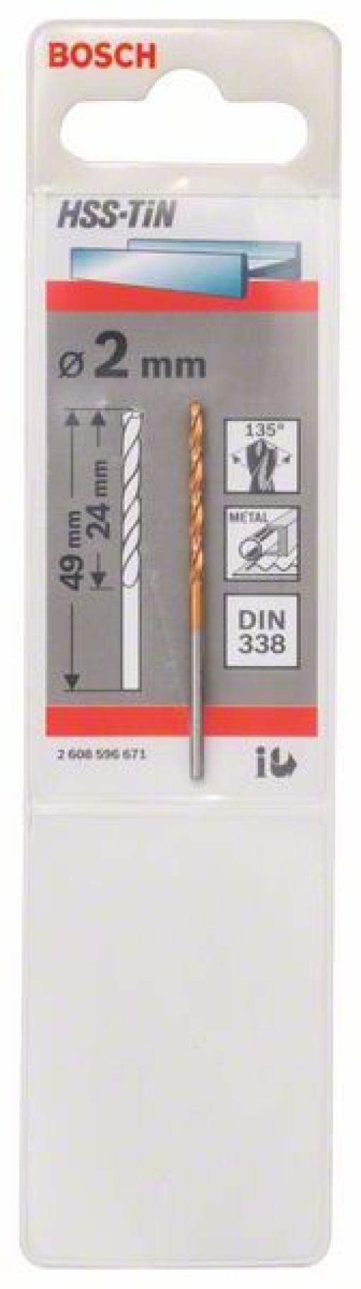 Burgija za metal HSS-TiN, DIN 338 Bosch 2608596671, 2 x 24 x 49 mm