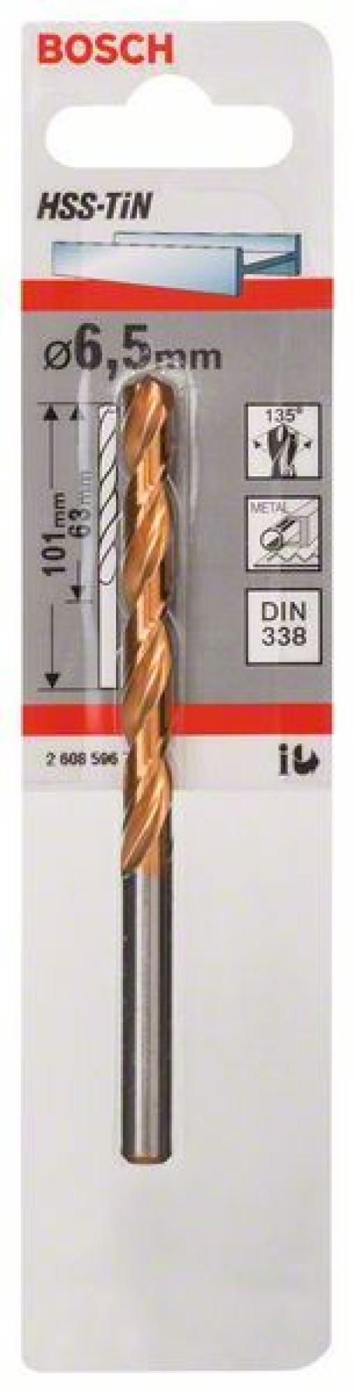 Burgija za metal HSS-TiN, DIN 338 Bosch 2608596716, 6,5 x 63 x 101 mm