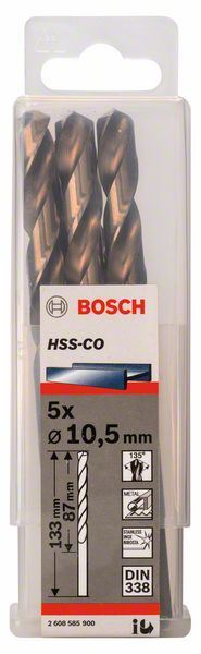 Burgija za metal HSS-Co, DIN 338 Bosch 2608585900, 10,5 x 87 x 133 mm, 1 komad