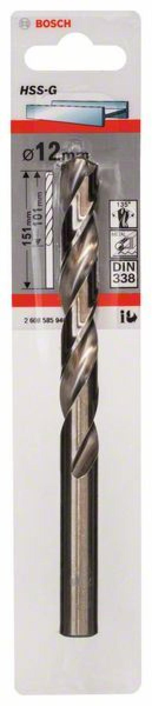 Burgija za metal HSS-G, DIN 338 Bosch 2608585940, 12 x 101 x 151 mm