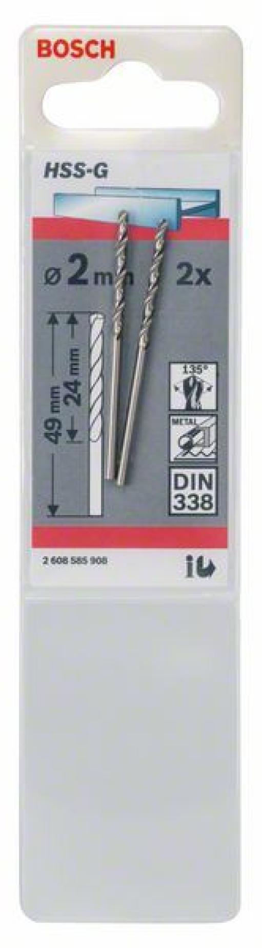 Burgija za metal HSS-G, DIN 338 Bosch 2608585908, 2 x 24 x 49 mm