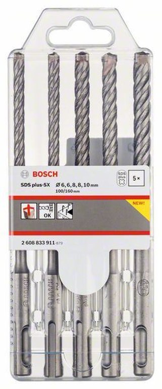 5-delni set hamer burgija SDS plus-5X Bosch 2608833911, 6; 6; 8; 8; 10 mm