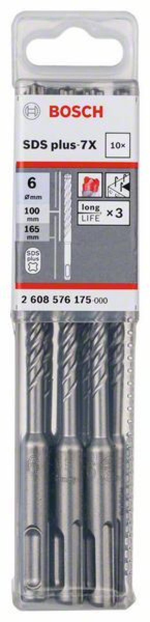 Hamer burgija SDS plus-7X Bosch 2608576175, 6 x 100 x 165 mm, 1 komad