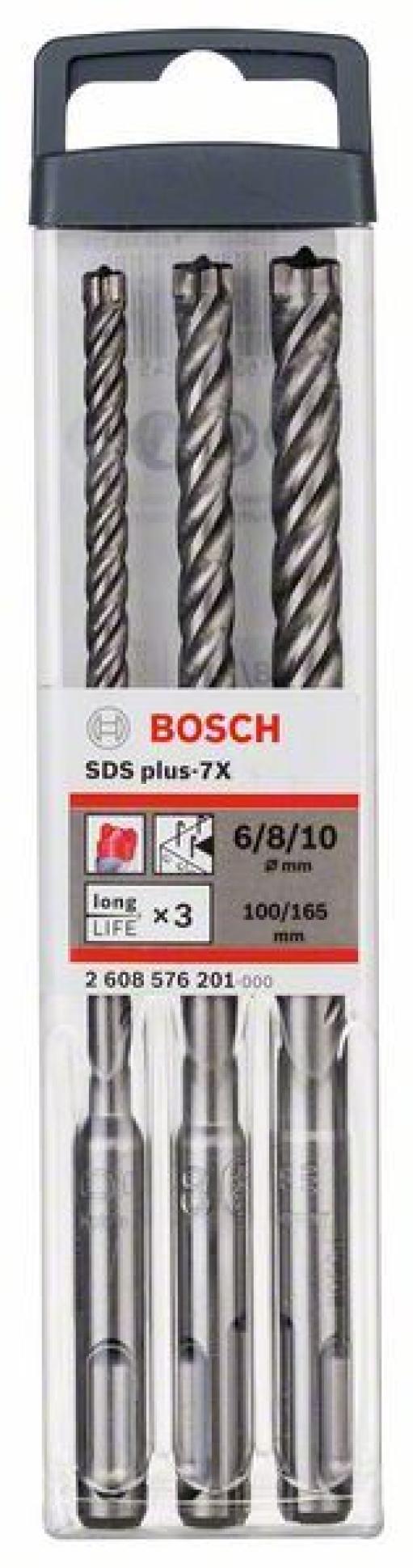 3-delni set hamer burgija SDS plus-7X Bosch 2608576201, 6; 8; 10 mm