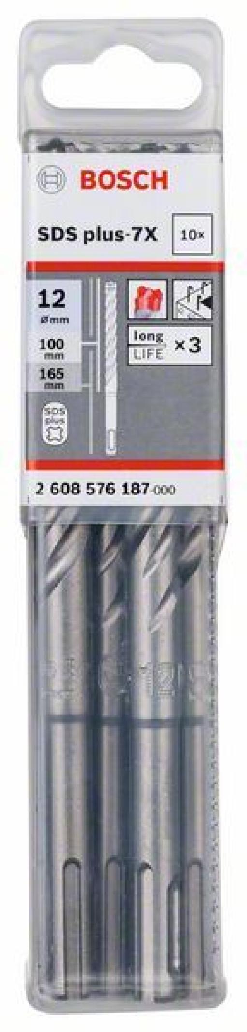 Hamer burgija SDS plus-7X Bosch 2608576187, 12 x 100 x 165 mm, 1 komad