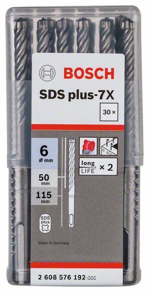 Hamer burgija SDS plus-7X Bosch 2608576192, 6 x 50 x 115 mm, 1 komad