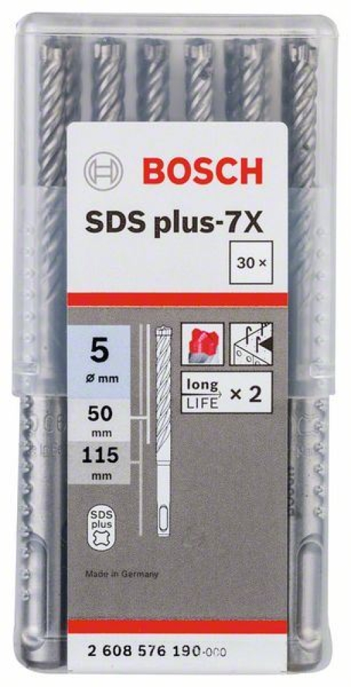 Hamer burgija SDS plus-7X Bosch 2608576190, 5 x 50 x 115 mm