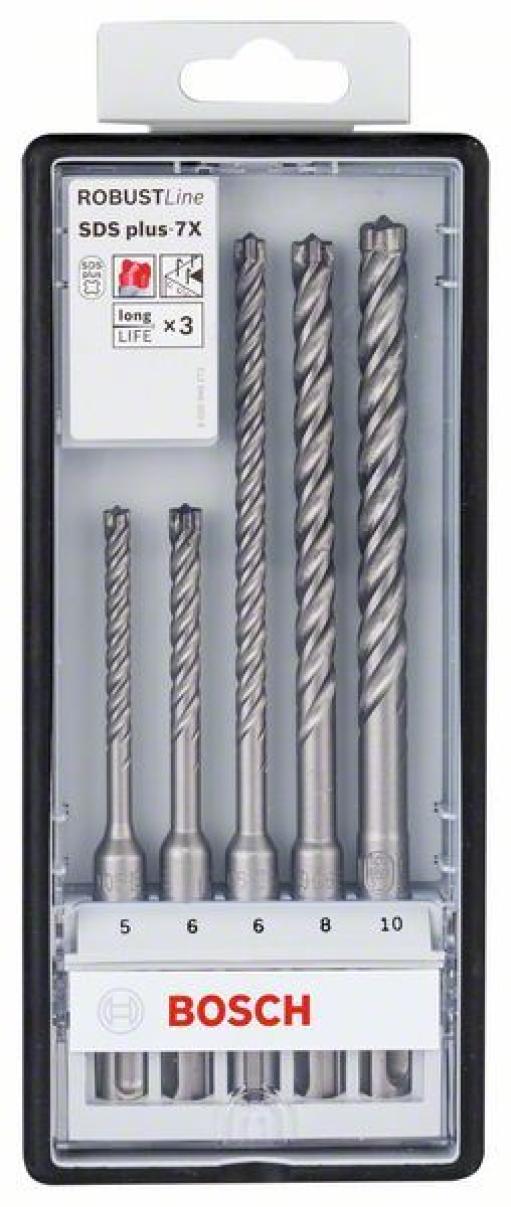 5-delni set Robust Line hamer burgija SDS plus-7X Bosch 2608576199, 5; 6; 6; 8; 10 mm