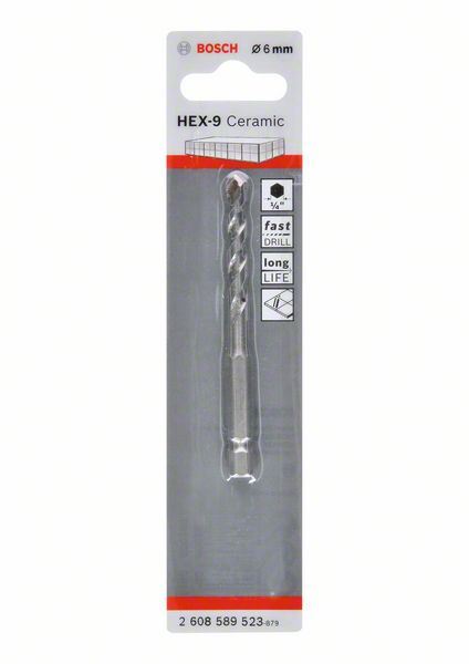 Burgija za pločice HEX-9 Ceramic Bosch 2608589523, 6 x 45 x 90 mm
