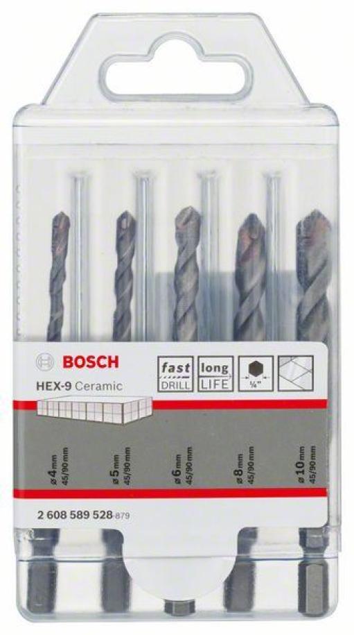 5-delni set burgija za pločice HEX-9 Ceramic Bosch 2608589528, 4; 5; 6; 8; 10 mm