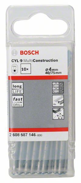 Višenamenska burgija CYL-9 Multi Construction Bosch 2608587146, 4 x 40 x 75 mm, d 4 mm, 1 komad