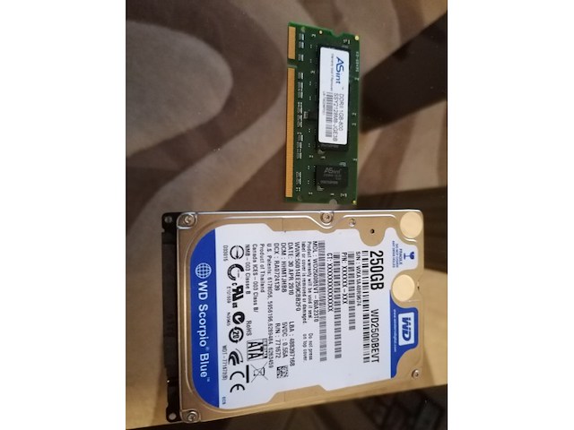 SATA II hard disk 250GB i RAM DDR II memorija 1GB