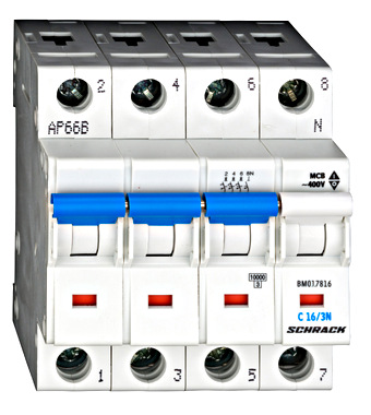 Aut. osig. 16A/C/3 pol+N 10KA IEC/EN 60 898 15KA IEC 947-2
Serija BMS0, Standard proizvoda EN 60898,EN 60947-2