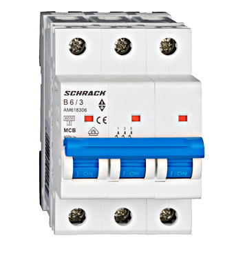 Zaštitni prekidač AMPARO 6kA, B 6A, 3-polni
Tip AM6, Standard proizvoda EN 60898-1,IEC 60898-1