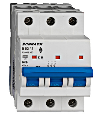Zaštitni prekidač AMPARO 6kA, B 63A, 3-polni
Tip AM6, Standard proizvoda EN 60898-1,IEC 60898-1
