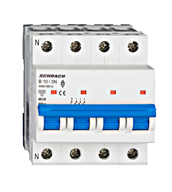 Zaštitni prekidač AMPARO 6kA, B 10A, 3+N
Neutral left, Tip AM6, Standard proizvoda EN 60898-1,IEC 60898-1
